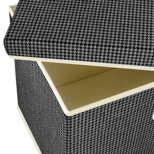 TYEERS Large Collapsible Storage Bins with Lids, Patterns, Washable, Fabric Decorative Storage Boxes for Organizing 17.3x11.8x11.4 inches, 5 Pack, Gray