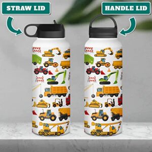 winorax Construction Water Bottle For Kids Boys Men Teen Toddler Personalized Truck Tractor Stainless Steel Insulated Sports Bottles Birthday Christmas Back To School Gifts Custom Name