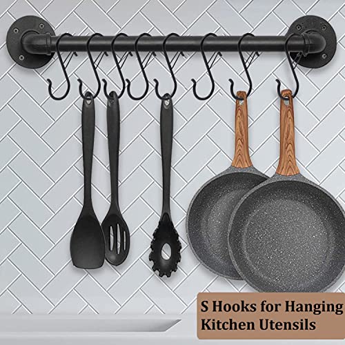 Zzbety 20 PCS S Hooks for Hanging Heavy Duty S Shaped Hooks with Safety Buckle Design for Kitchen Utensil and Closet Rod - Black S Hooks for Hanging Plants, Clothes, Cups etc