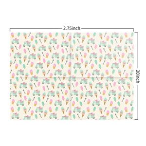 LDGOOAEL Flat Birthday Wrapping Paper Sheets-12 Sheets with 4 Ice Cream Paterns, Gift Wrapping Paper for Birthday, Wedding, Baby Shower Occasions- Pre cut & Folded(19.6" x 27.5“ Per Sheet)…