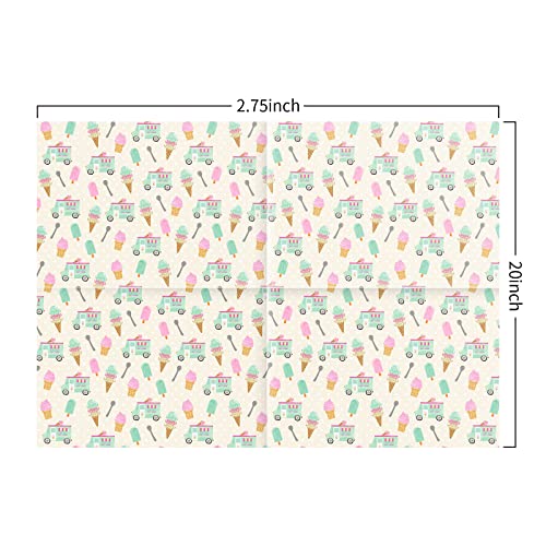 LDGOOAEL Flat Birthday Wrapping Paper Sheets-12 Sheets with 4 Ice Cream Paterns, Gift Wrapping Paper for Birthday, Wedding, Baby Shower Occasions- Pre cut & Folded(19.6" x 27.5“ Per Sheet)…