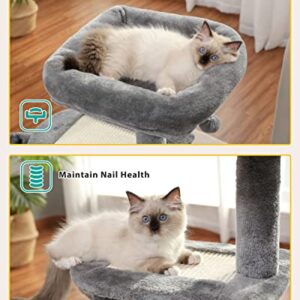 PETEPELA Cat Tree for Small Indoor Cats, Plush Cat Tower with Large Cat Condo, Deep Hammock and Sisal Cat Scratching Post for Kittens