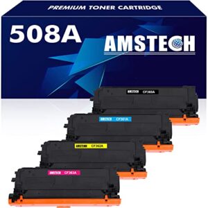 508a toner cartridge 4-pack replacement for hp 508a 508 m553 toner cartridge for hp cf360a cf361a cf362a cf363a color enterprise m553 m553n m553dn m553x mfp m577 printer (black cyan yellow magenta)