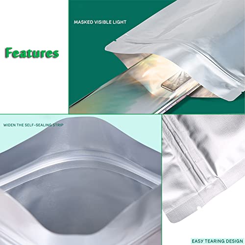 50 Pcs Mylar Bags 1 Gallon for Food Storage, Extra Thick 9.4 Mil 9.8'' x 13.8'' Standable Resealable Ziplock Food Grade Bags for Packaging Food, Coffee Beans, tea, grains, etc Products