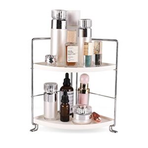 yanbetter 2-tier corner shelf bathroom small bathroom shelf save space, easy to assemble bathroom corner organizer, vanity tray cosmetic & makeup & kitchen storage silver