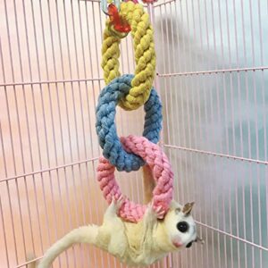 JWShang 2 Pack Sugar Glider Climbing Rope Toys, Sugar Glider Cage Accessories and Toys, Hanging Swing Cage Toy, Rat Toys, Bird Rope Perch Swing Toy for Climbing/Exercising