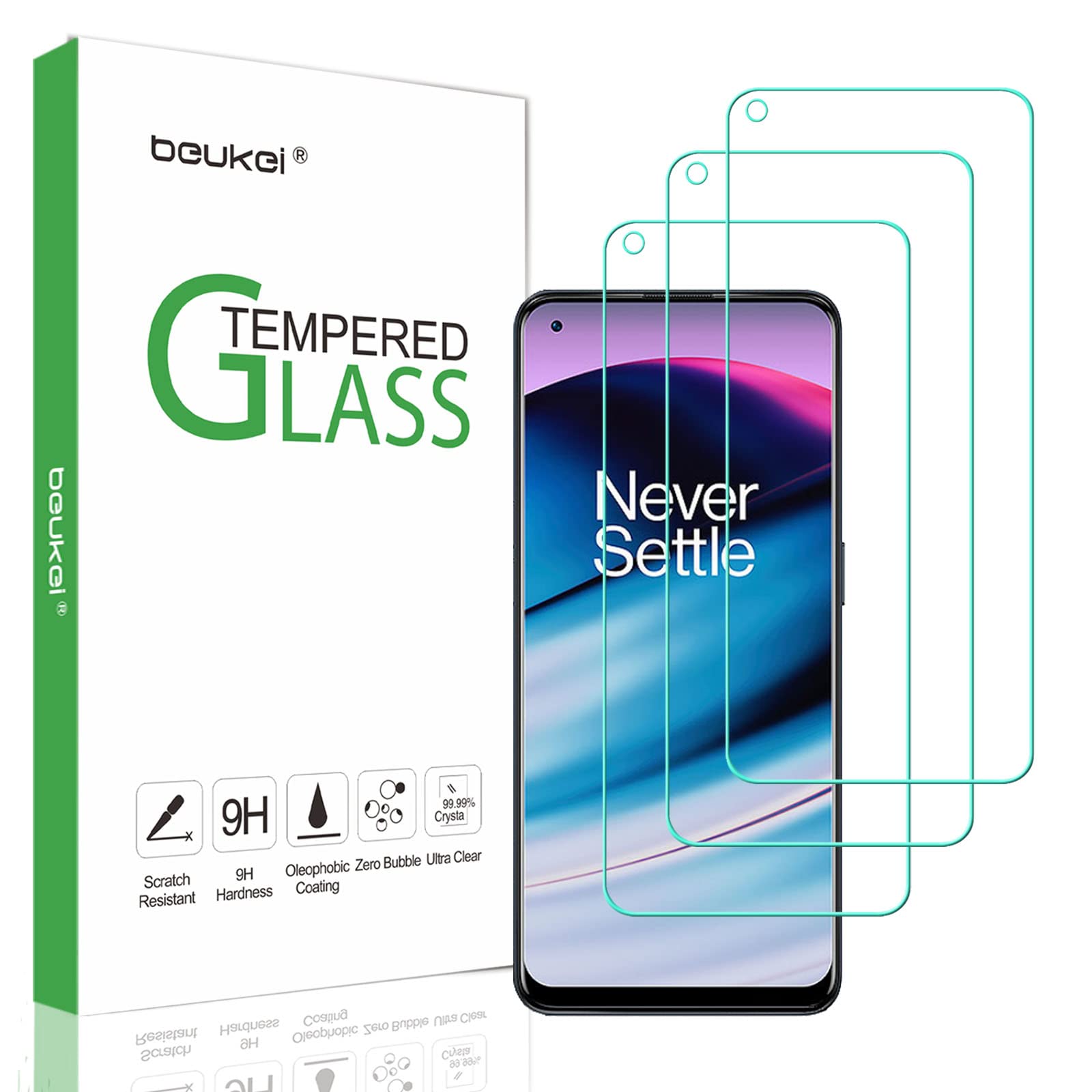 beukei (3 Pack) Compatible for OnePlus Nord N20 5G Screen Protector Tempered Glass,Touch Sensitive,Case Friendly, 9H Hardness