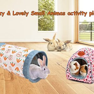 AFYHH Guinea-Pig Rabbit Tunnel-Tube Toys - Bunny Hamster Hideout Small Animal Activity Tunnels Hideaway Accessoies for Dwarf Rabbits Guinea Pigs Kitty (Pink)