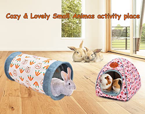 AFYHH Guinea-Pig Rabbit Tunnel-Tube Toys - Bunny Hamster Hideout Small Animal Activity Tunnels Hideaway Accessoies for Dwarf Rabbits Guinea Pigs Kitty (Pink)