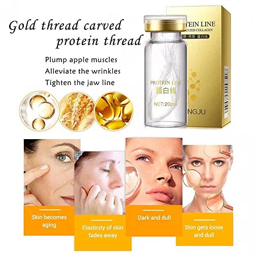 InstaLift Protein Thread Lifting Set, Soluble Protein Thread and Nano Gold Essence Combination, Absorbable Collagen Thread for Face Lift, Reverse Collagen Serum for Face (With 5 x Protein Thread)