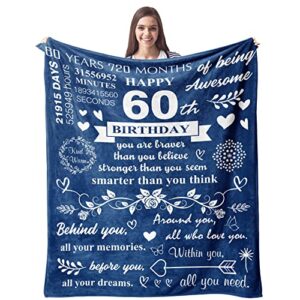 cujuyo 60th birthday gifts for women men blanket 60"x50", happy 60th birthday decorations women throw blanket, 1963 birthday gifts for 60 year old woman man blankets throws, 60th birthday gifts ideas