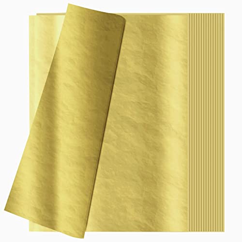 RYKOMO 100 Sheets 14.5 x 20 Inch Gold Metallic Tissue Paper, Bulk Gold Wrapping Paper Art Paper Crafts Metallic Gift Wrapping Tissue Paper for DIY Crafts Birthday Holiday Christmas Weddings Arts Decor