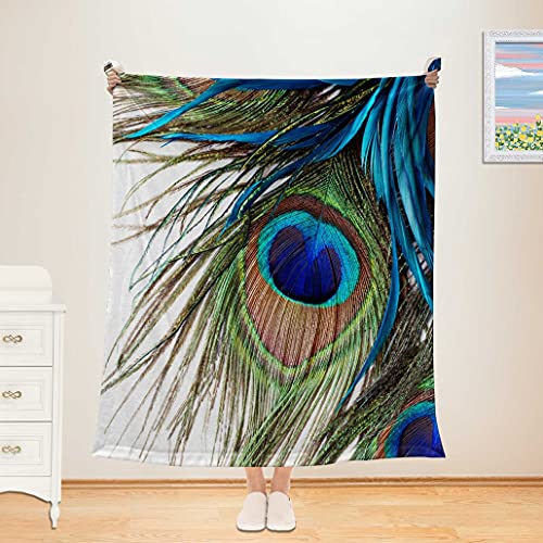 Goodbath Peacock Blanket, Flanel Cozy Plush Velvet Warm Fleece Blanket for Sofa Couch Bed Office Chair, 60 x 50 Inches