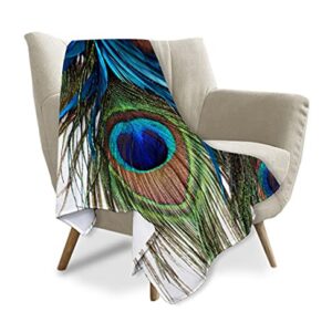 Goodbath Peacock Blanket, Flanel Cozy Plush Velvet Warm Fleece Blanket for Sofa Couch Bed Office Chair, 60 x 50 Inches