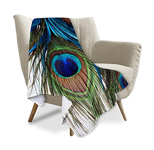 Goodbath Peacock Blanket, Flanel Cozy Plush Velvet Warm Fleece Blanket for Sofa Couch Bed Office Chair, 60 x 50 Inches