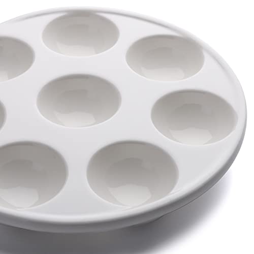 CHWAIKA Ceramic Escargot Plates with 8 Holes Escargot Baking Dish Porcelain Large Snail Plates with Handle Seafood Food Dish for Home Restaurant Hotel (8 Holes)