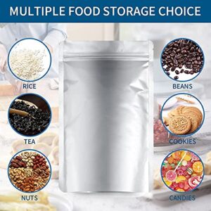 Mylar Bags for Long Term Food Storage 50 Pack 1 Gallon Extra Thick 9.5 Mil 10''x14'' Standable Resealable Ziplock Food Grade Bags for Packging Products(25 Zipper+25 No Zipper)