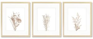 botanical wall art framed, boho wall art farmhouse decor, rustic plant wall pictures paintings, modern minimalist boho theme art prints ready to hang for living room bedroom bathroom kitchen boho room decor (11x14inch,framed wall art)