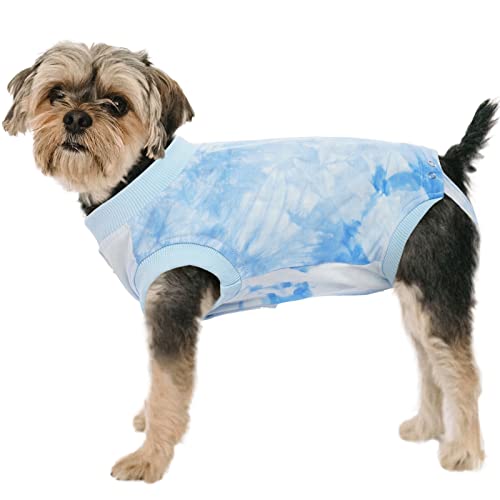 BRKURLEG Dog Recovery Suit Onesie After Surgery,Pet Spayed Neutered Shirt for Female Male Dogs Cats,Surgical Postoperative Snuggly Vest for Abdominal Wounds,Weaning,Anti-Licking Tie Dye Doggy Bodysuit