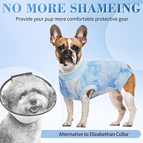 BRKURLEG Dog Recovery Suit Onesie After Surgery,Pet Spayed Neutered Shirt for Female Male Dogs Cats,Surgical Postoperative Snuggly Vest for Abdominal Wounds,Weaning,Anti-Licking Tie Dye Doggy Bodysuit