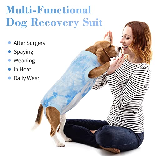 BRKURLEG Dog Recovery Suit Onesie After Surgery,Pet Spayed Neutered Shirt for Female Male Dogs Cats,Surgical Postoperative Snuggly Vest for Abdominal Wounds,Weaning,Anti-Licking Tie Dye Doggy Bodysuit