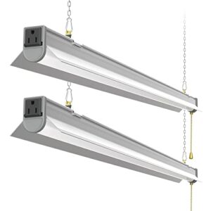 adub 2 pack linkable led shop lights, 7800lm 3.6ft 60w led garage ceiling light, super bright 5000k utility workshop lights, led workbench light garage lighting, bay light, basement light, ul listed