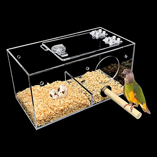 Hamiledyi Acrylic Parakeet Nesting Box Budgie Nesting Box with Perch Parrots Mating Box for Birds, Parrot, Lovebirds, Parrotlet, Finch, Sparrow and Small-Sized Birds