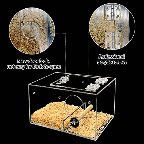 Hamiledyi Acrylic Parakeet Nesting Box Budgie Nesting Box with Perch Parrots Mating Box for Birds, Parrot, Lovebirds, Parrotlet, Finch, Sparrow and Small-Sized Birds