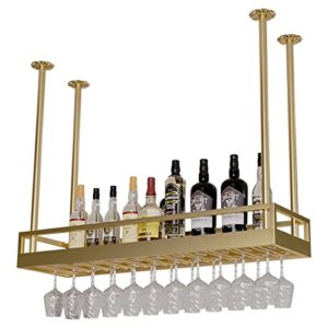 kepmogoh ceiling wine glass rack, adjustable hanging metal wine holder cabinet, floating iron bottle holder wine shelf, wall-mounted wine rack storage shelve for bar cafe kitchen party(size : 120cm)