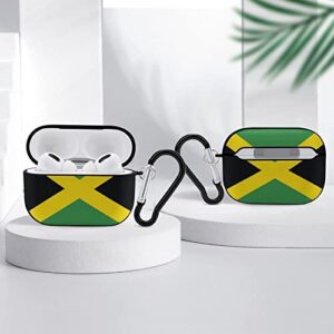 Jamaican Flag Pattern Compatible with AirPods Pro Case Cover with Keychain Portable Shockproof Airpod Cases Accessories Protective Case for Women Men Girls Hard Headphone Case for Apple Airpods Pro