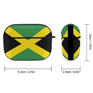 Jamaican Flag Pattern Compatible with AirPods Pro Case Cover with Keychain Portable Shockproof Airpod Cases Accessories Protective Case for Women Men Girls Hard Headphone Case for Apple Airpods Pro