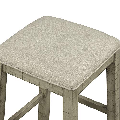 Knocbel Rustic Counter Height 3 Person Dining Table Set, 4-Piece Dinette Set with Socket and Backless Stools, Kitchen Dining Room Bar Pub Bistro Small Space Furniture Set (Distressed Gray Green)