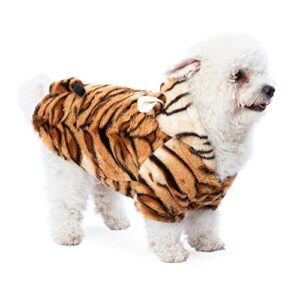 Mogoko Funny Dog Tiger Costumes, Pet Halloween Christmas Cosplay Dress Small Pet Cat Tiger Costume Animal Fleece Hoodie Warm Outfits Clothes