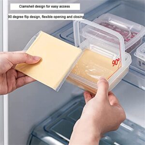 lfjfaecx Sliced Cheese Container for Fridge with Flip Lid, Food Storage Containers Bins, Fruit Storage Containers for Fridge, Cheese Slice Storage Box, with Removable Drain Tray (2pack)