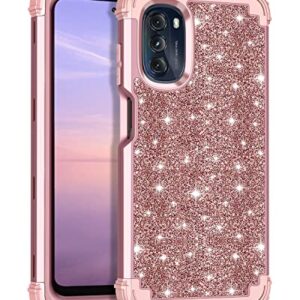 LONTECT Compatible with Moto G 5G 2022 Case Glitter Sparkly Bling Shockproof Heavy Duty Hybrid Sturdy High Impact Protective Cover Case for Motorola Moto G 5G 2022, Shiny Rose Gold