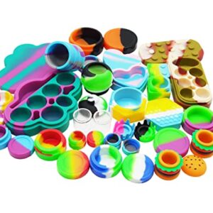 KUVIS Silicone Multi Compartment Containers Concentrate Non-stick Different Sizes Jars 2ml 5ml 6ml 7ml 9ml 11ml 15ml 26ml 85ml with Carving Tool (20PCS)