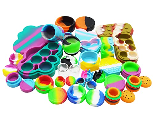 KUVIS Silicone Multi Compartment Containers Concentrate Non-stick Different Sizes Jars 2ml 5ml 6ml 7ml 9ml 11ml 15ml 26ml 85ml with Carving Tool (20PCS)