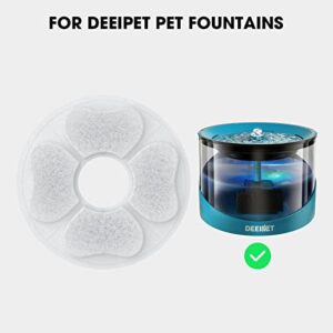 DEEIPET 8 Packs Replacement Filters & 8 Packs Sponges, Food Grade Replacement Cat Water Fountain Filters for Pet Water Fountain