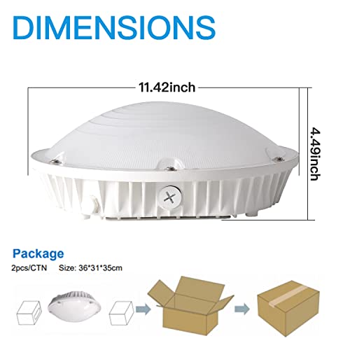 40W LED Canopy Ceiling Light with Motion Sensor, 5600LM 5000K Outdoor Garage Ceiling Light, 120-180w HPS/MH Equiv. 100-277VAC IP65 for Gas Station Ceiling Lighting ETL&DLC, 5 Years Warranty-2Pack