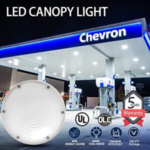 40W LED Canopy Ceiling Light with Motion Sensor, 5600LM 5000K Outdoor Garage Ceiling Light, 120-180w HPS/MH Equiv. 100-277VAC IP65 for Gas Station Ceiling Lighting ETL&DLC, 5 Years Warranty-2Pack