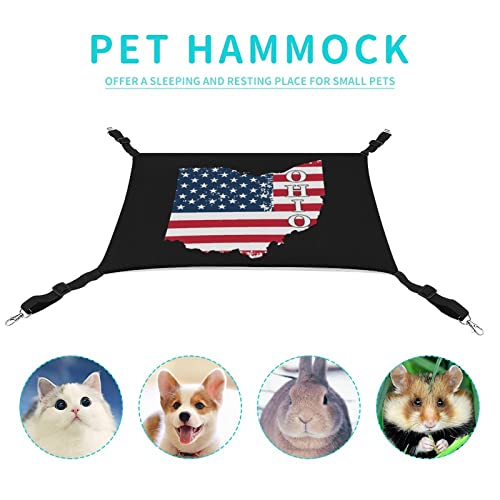 Ohio State Vintage American Flag Pet Hammock Comfortable Adjustable Hanging Bed for Small Animals Dogs Cats Hamster