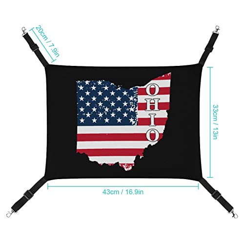 Ohio State Vintage American Flag Pet Hammock Comfortable Adjustable Hanging Bed for Small Animals Dogs Cats Hamster