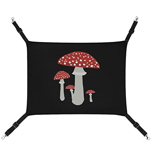 Mushrooms Red Art Pet Hammock Comfortable Adjustable Hanging Bed for Small Animals Dogs Cats Hamster