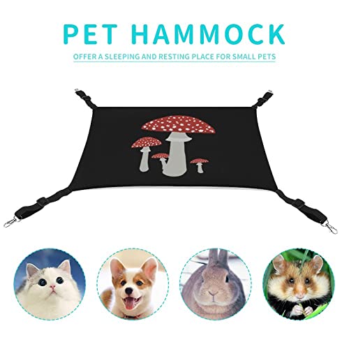 Mushrooms Red Art Pet Hammock Comfortable Adjustable Hanging Bed for Small Animals Dogs Cats Hamster