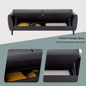 Merax Modern Futon Sofa Storge, PU Leather Convertible Sleeper Loveseat Living Roon Couch Bed for Small Space 81.5" W, Black Love Seats