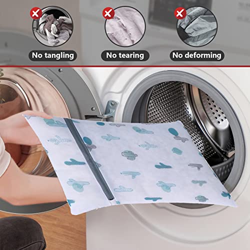 Xducom Mesh Laundry Bags with Exquisite Printed, bra washing bag for Laundry, Delicates Laundry Bag for Washing Machine, Lingerie, Bra, Socks, Underwear(5 set, cactus)