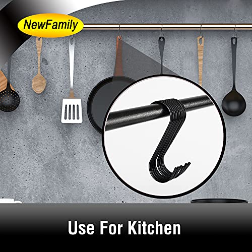 NewFamily S Hooks Black, 20pack 4.3in S Hooks Heavy Duty for Hanging, S Shaped Hooks for Garden, Kitchen(Phantom Black)…