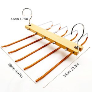 Raybolt Beech Wooden Pants Hangers Space Saver - Trouser Hanger, Space-Saving 5-in-1 Trouser Hanger, Stainless Steel Extendible, Multi Hanger, Magic Hanger, Wardrobe Clothes Hanger Holder