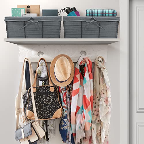 Sorbus Premium Basket Set with Cotton Fabric Liner - Multipurpose Versatile Stackable Baskets for Organizing - Rustic Farmhouse Open Home Storage Bins & Decorative Baskets for Shelves - 2 Pack | Gray