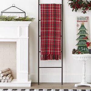 DII Christmas Plaid Décor Collection Recycled Cotton Throw Size Holiday Blankets, 50x60, Tartan Holly Red